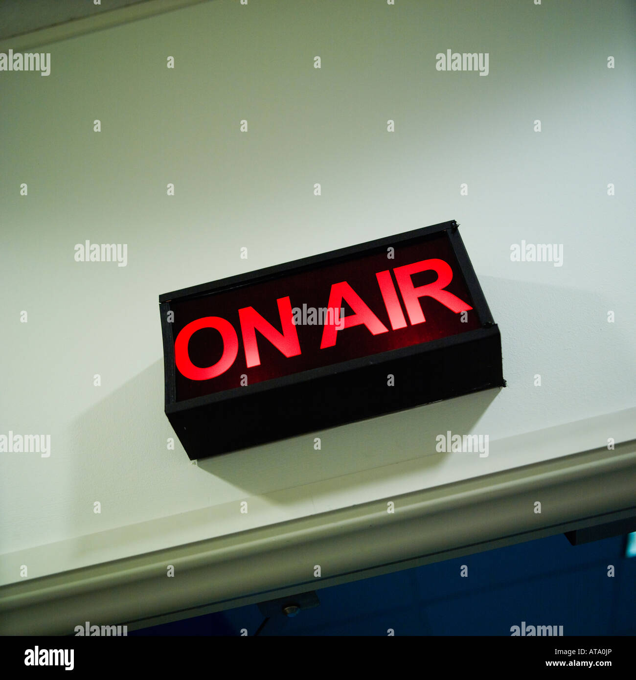 internet television TV recording studio on air sign lit up illuminated ...