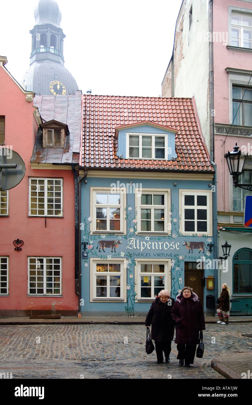 Medieval houses in the old town section of Riga, the capital city of ...