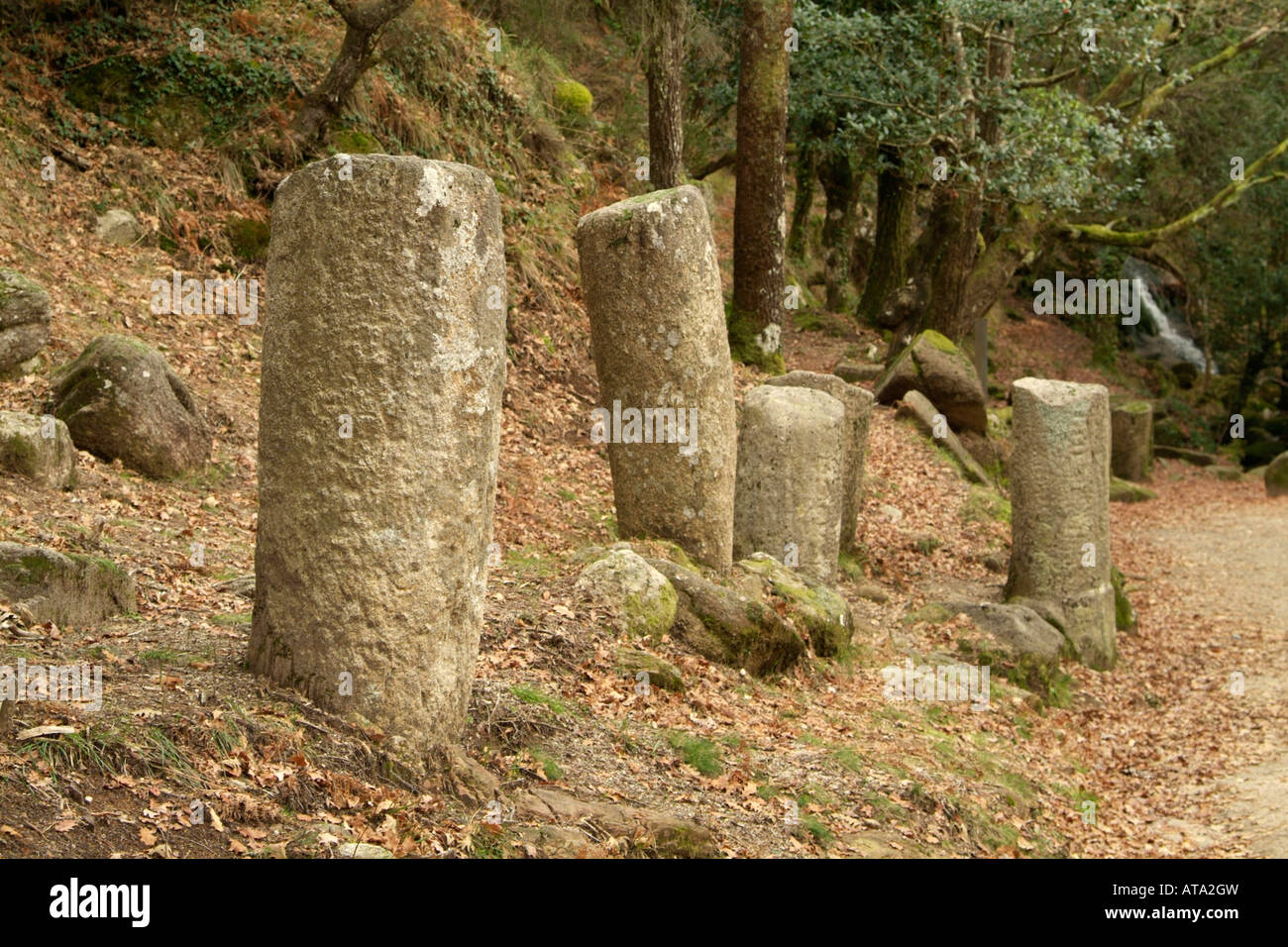 Group of roman milestones Stock Photo - Alamy