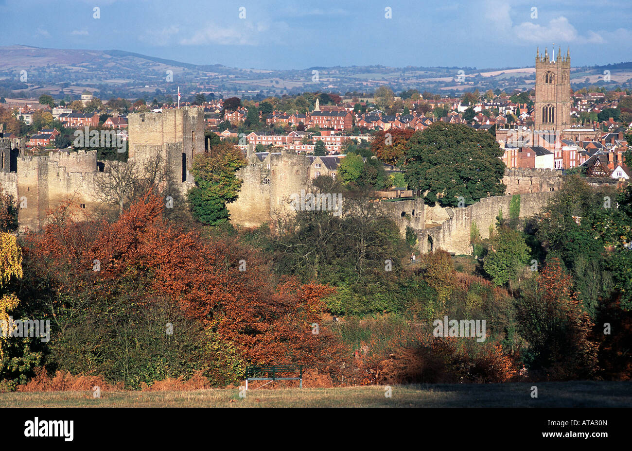 ludlow castle shropshire autumn colours england uk gb Stock Photo - Alamy
