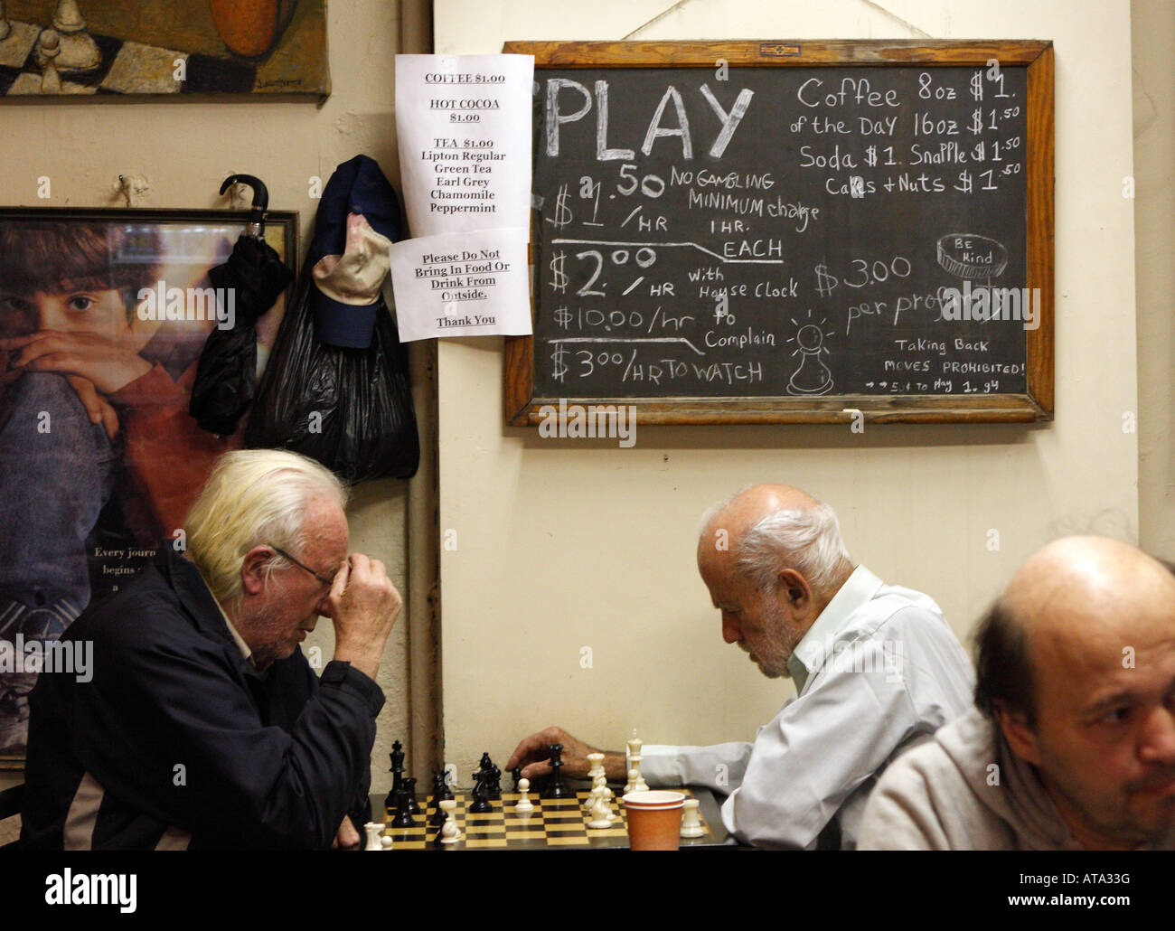 In New York City Chess player in a chess shop on McDougal st West ...
