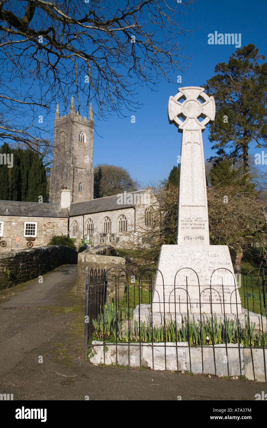 the church and war memorial at altarnun cornwall Stock Photo - Alamy