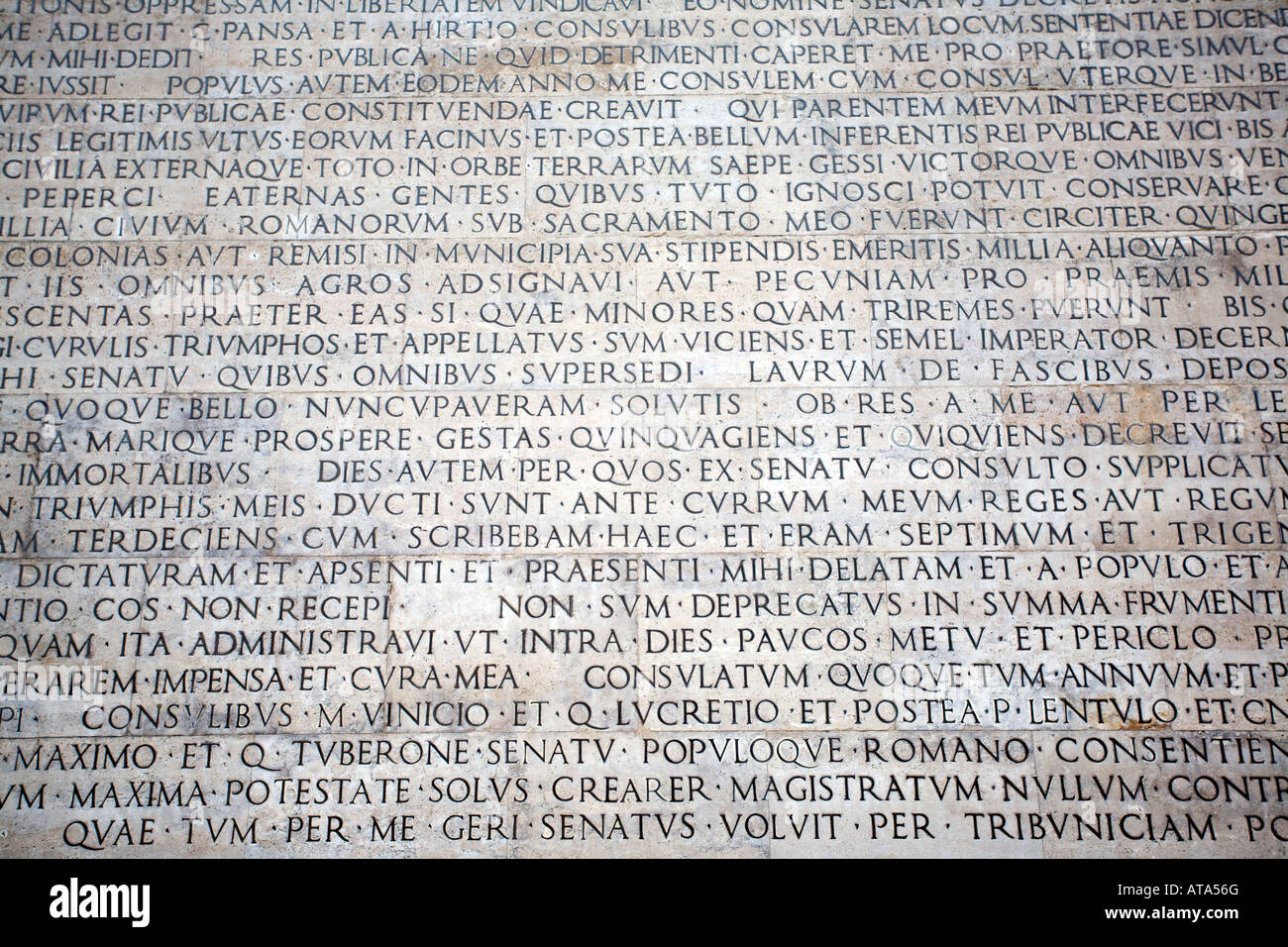 Latin inscription, Ara Pacis, Rome Stock Photo - Alamy