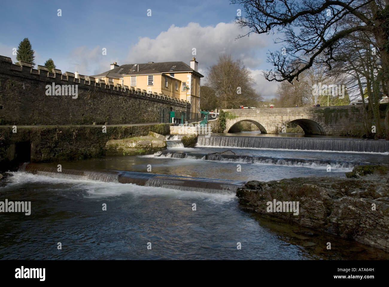 River Tavy Abbey Bridge Weir Tavistock Devon England Stock Photo - Alamy
