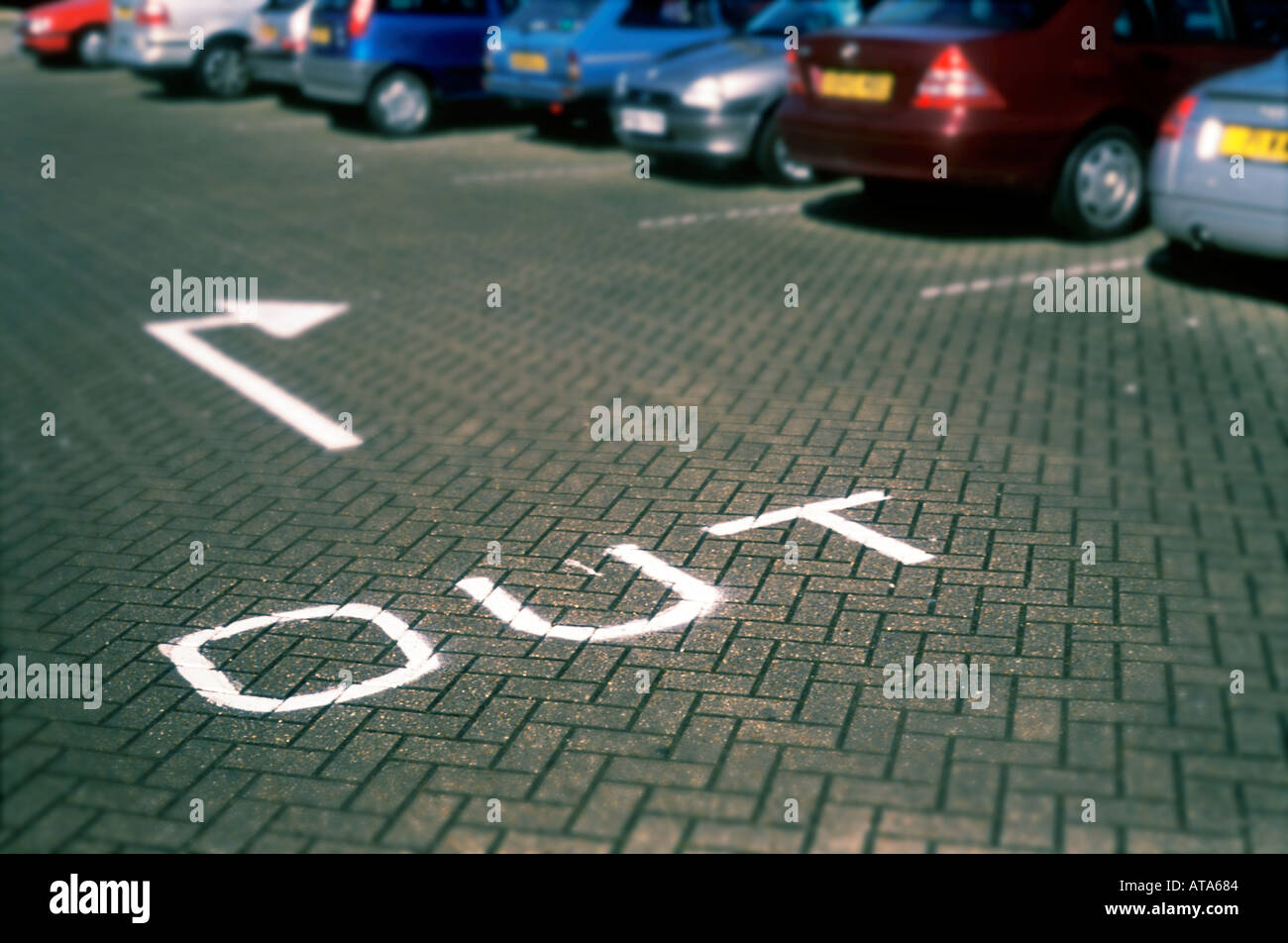 A out sign in a car park Stock Photo - Alamy