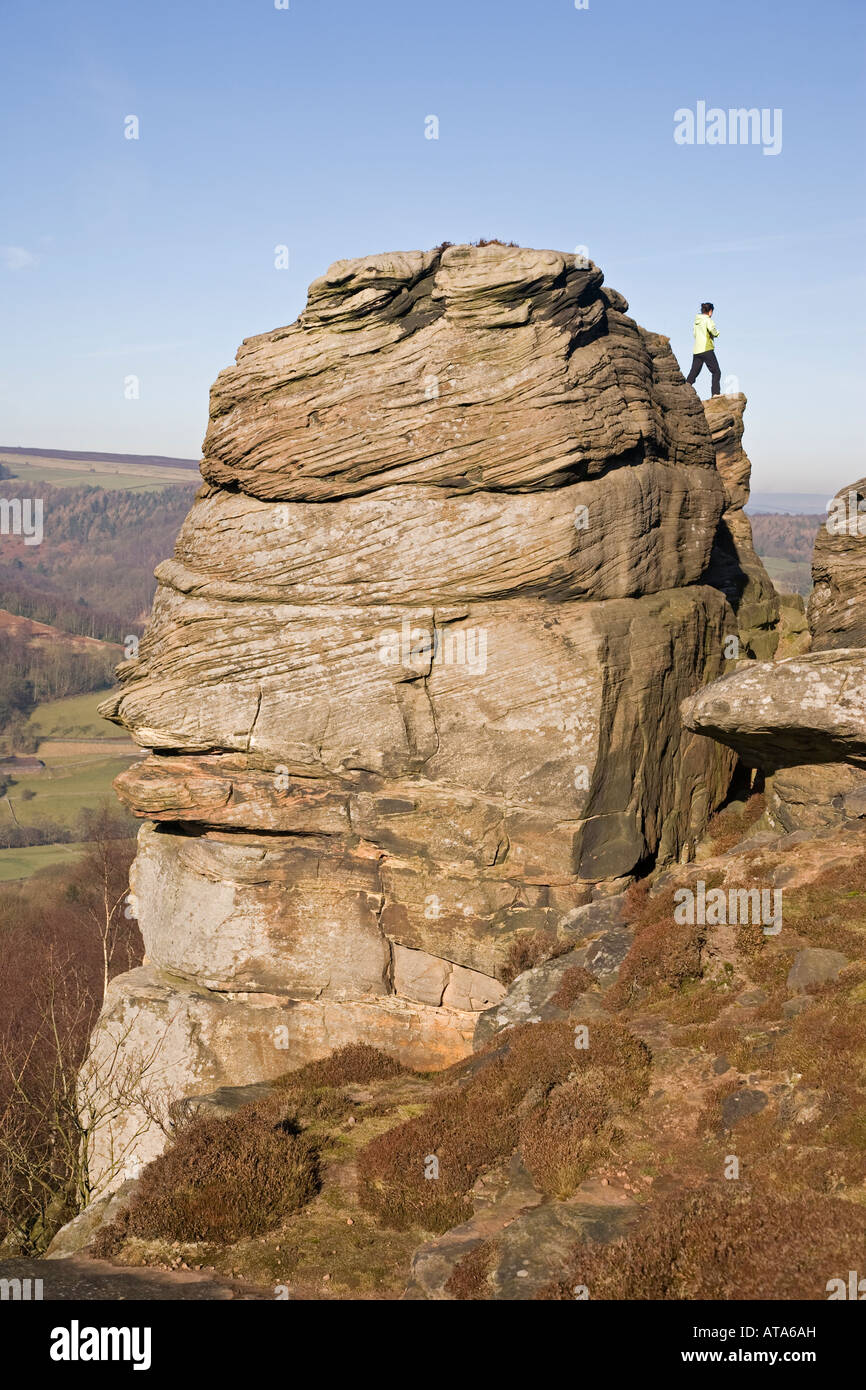 Rock formation on Curbar Edge Derbyshire Peak District Stock Photo - Alamy