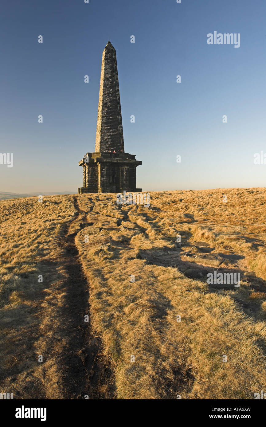 Stoodley Pike a Folly or Obelisk, standing on the moors at Mankinholes ...