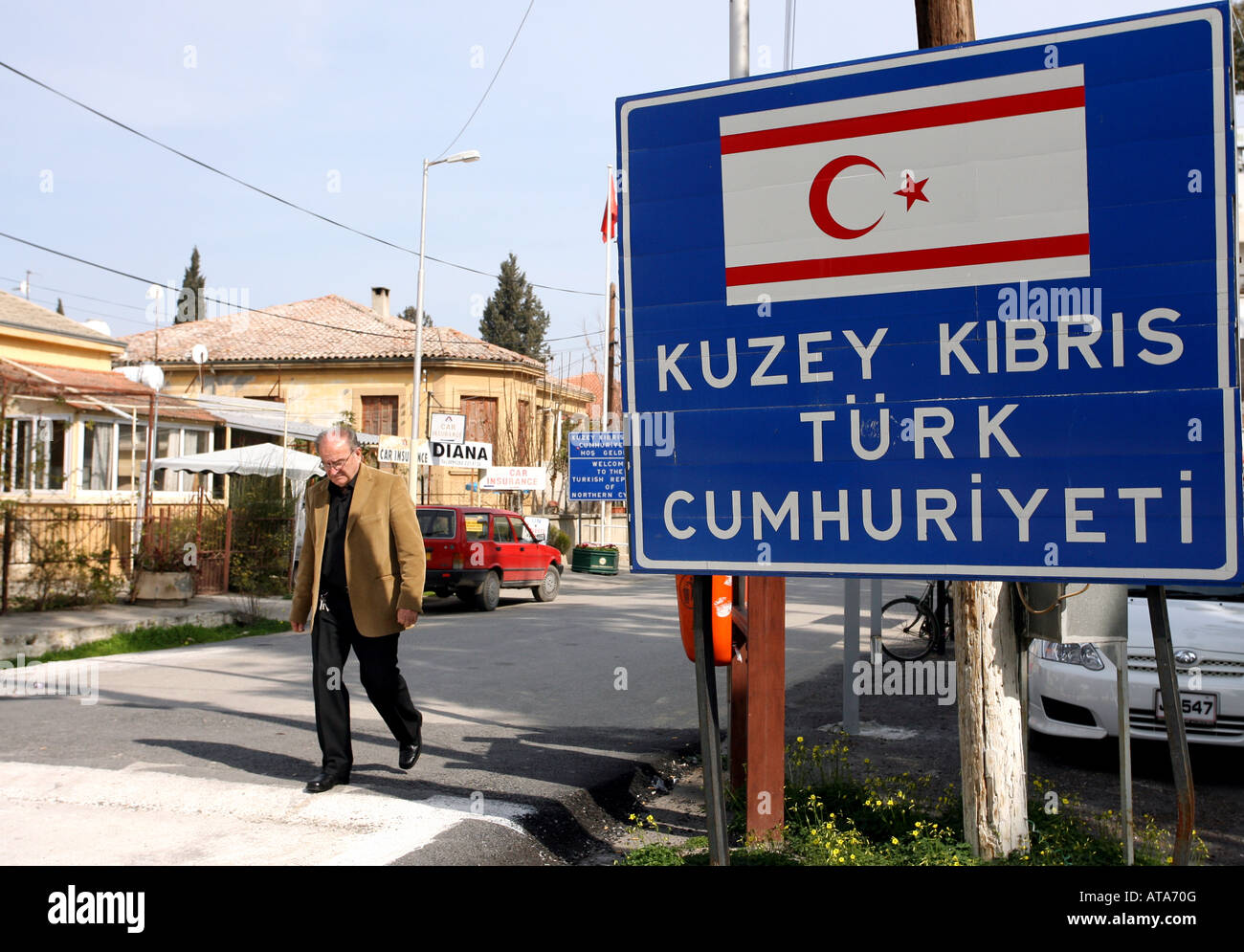 A man crosses the Ledra Palace checkpoint from Turkish Cyprus to Greek ...