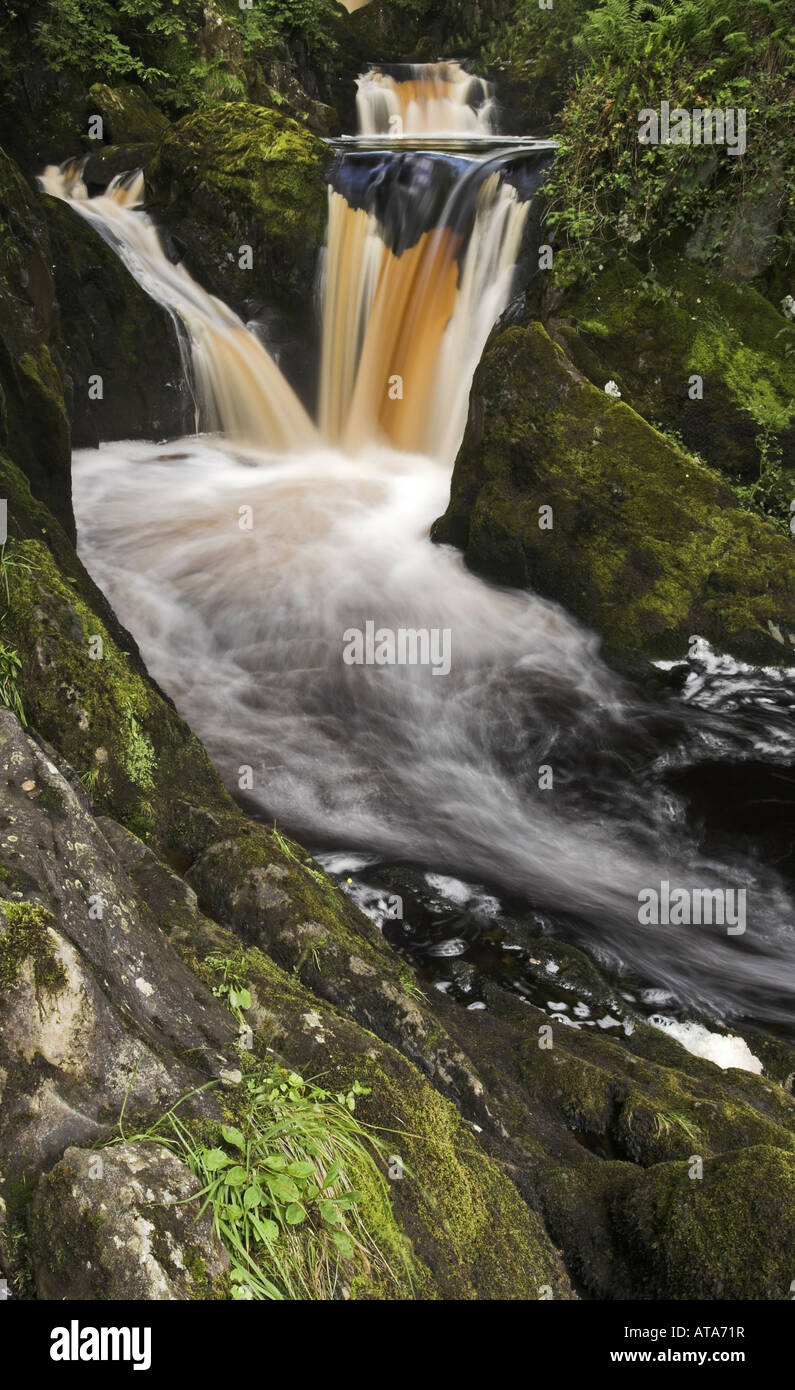 The twin spouts of Pecca Falls on the Ingleton Waterfalls Walk at ...