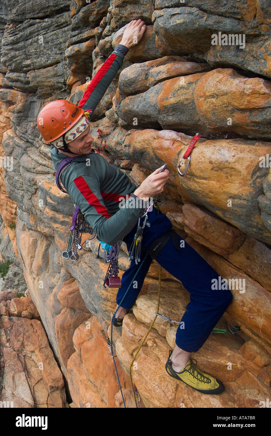 Toby Bown climbing Hurtz 18 Mt Arapiles Victoria Australia Stock Photo ...