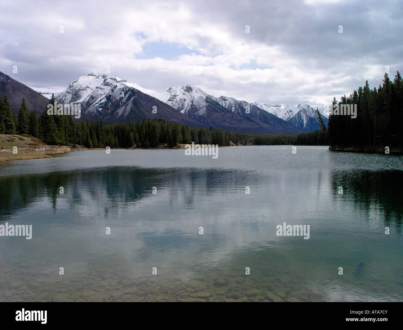 Johnson lake in canadian rockies hi-res stock photography and images ...