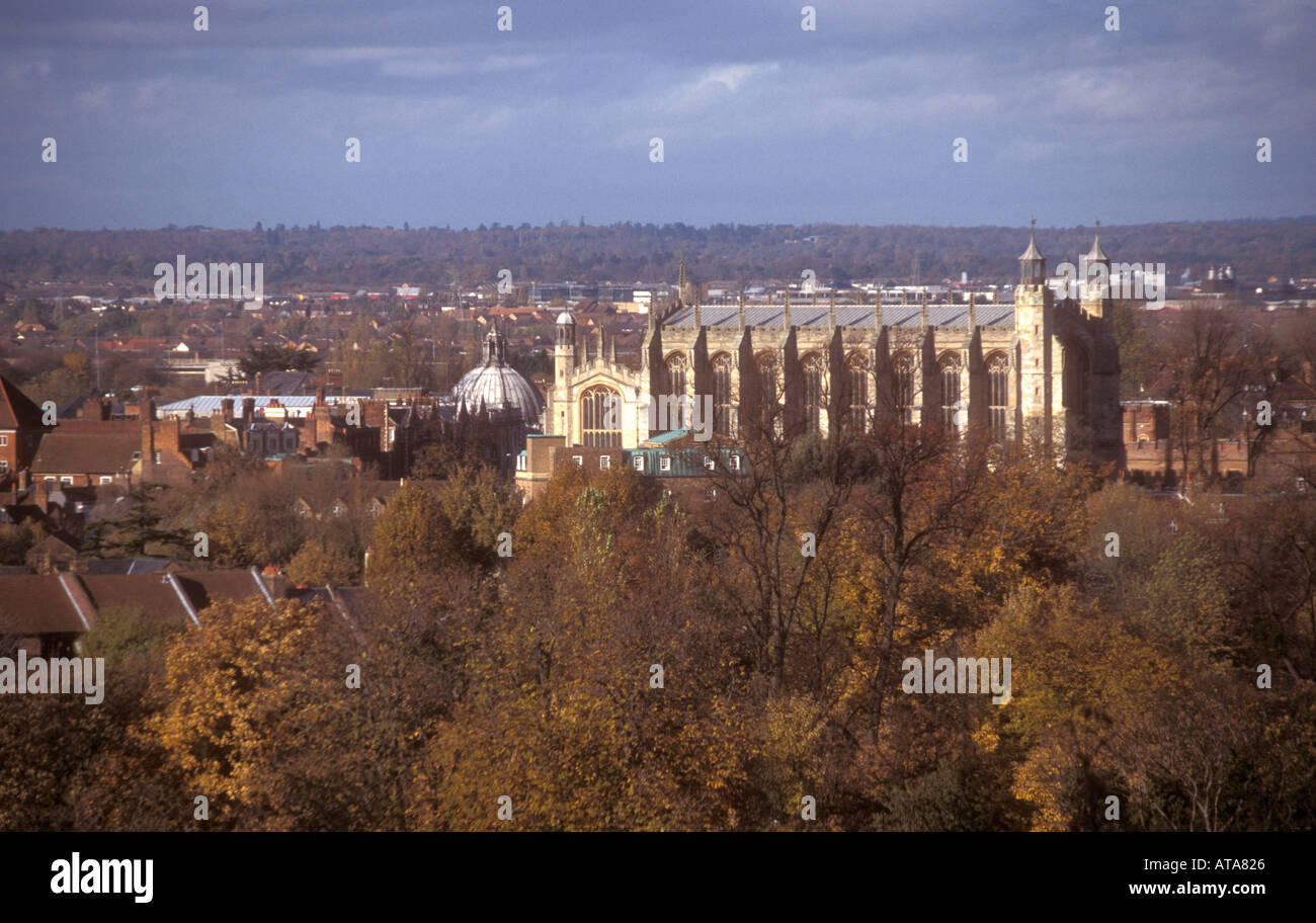 Eton College chapel Eton Berkshire England as seen from Windsor Castle ...