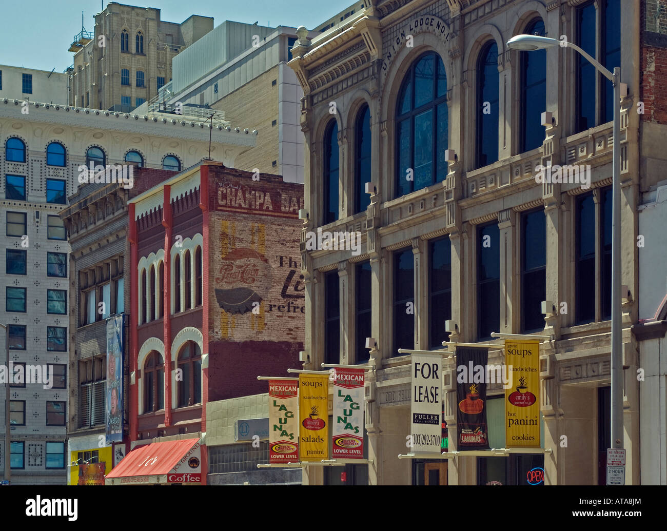 Historic buildings on Champa Street Downtown, Denver, Colorado, USA ...