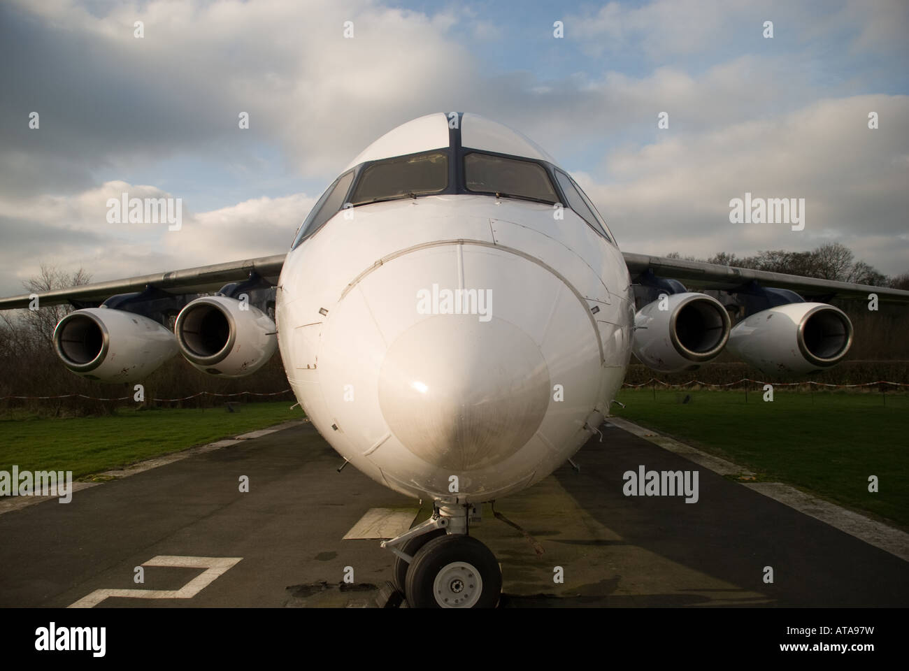 Front view of a BAE146 Avro RJX Stock Photo - Alamy