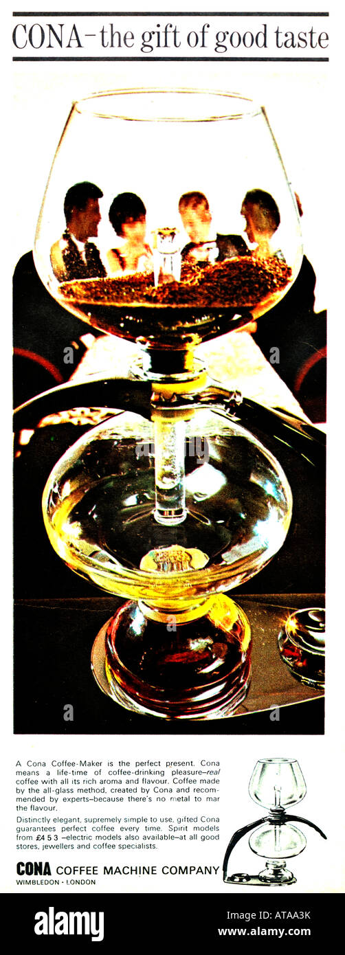 Cona Coffee Maker Machine Advertisement December 1966 FOR EDITORIAL USE ...