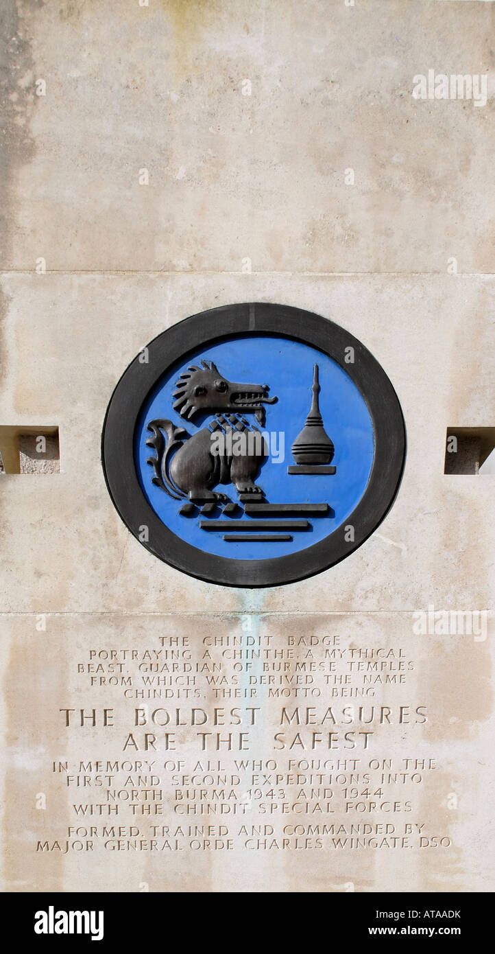 Chindit badge on the Chindit Memorial in memory of Major General Orde ...