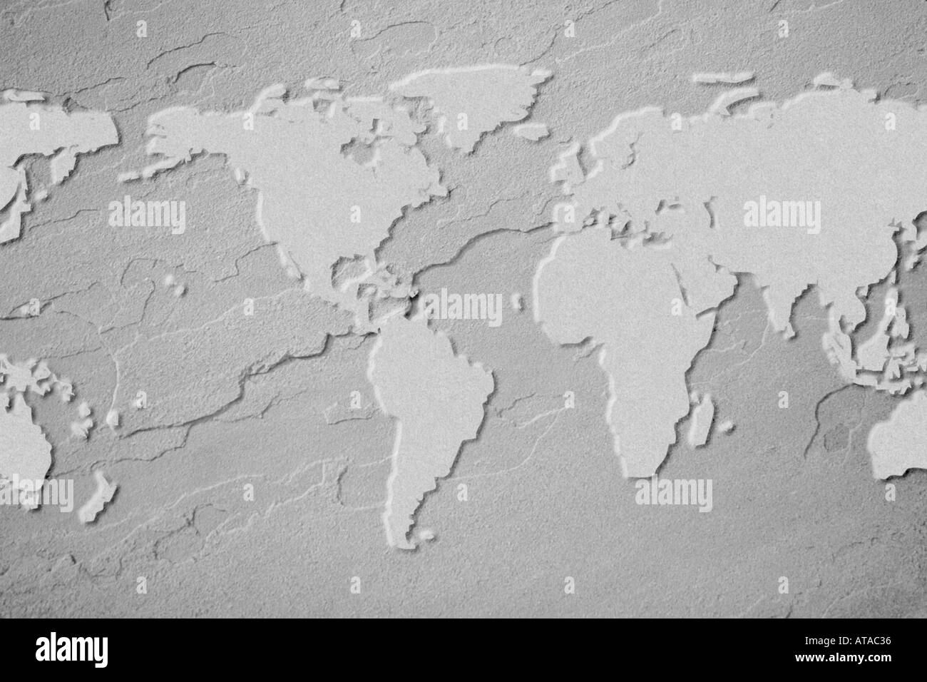 Outline of earth map on flagstone Stock Photo - Alamy