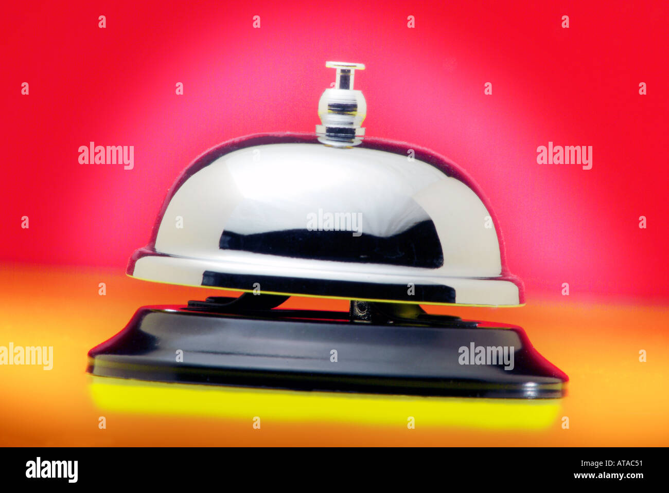 close up of a bright chrome counter bell Stock Photo - Alamy