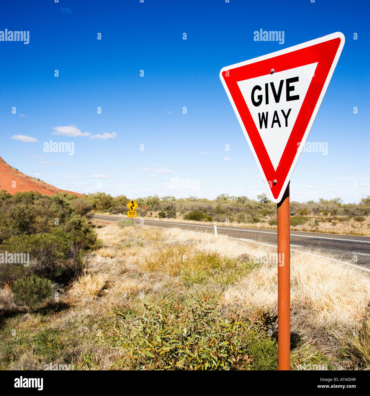 Humorous road sign reading Give Way in rural Australia Stock Photo - Alamy