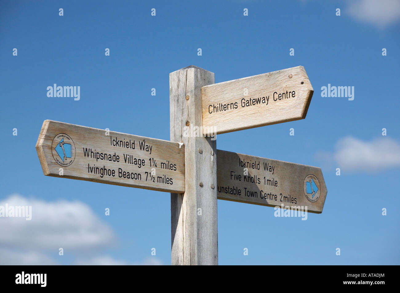 Ridgeway Signpost on Dunstable Downs Stock Photo - Alamy