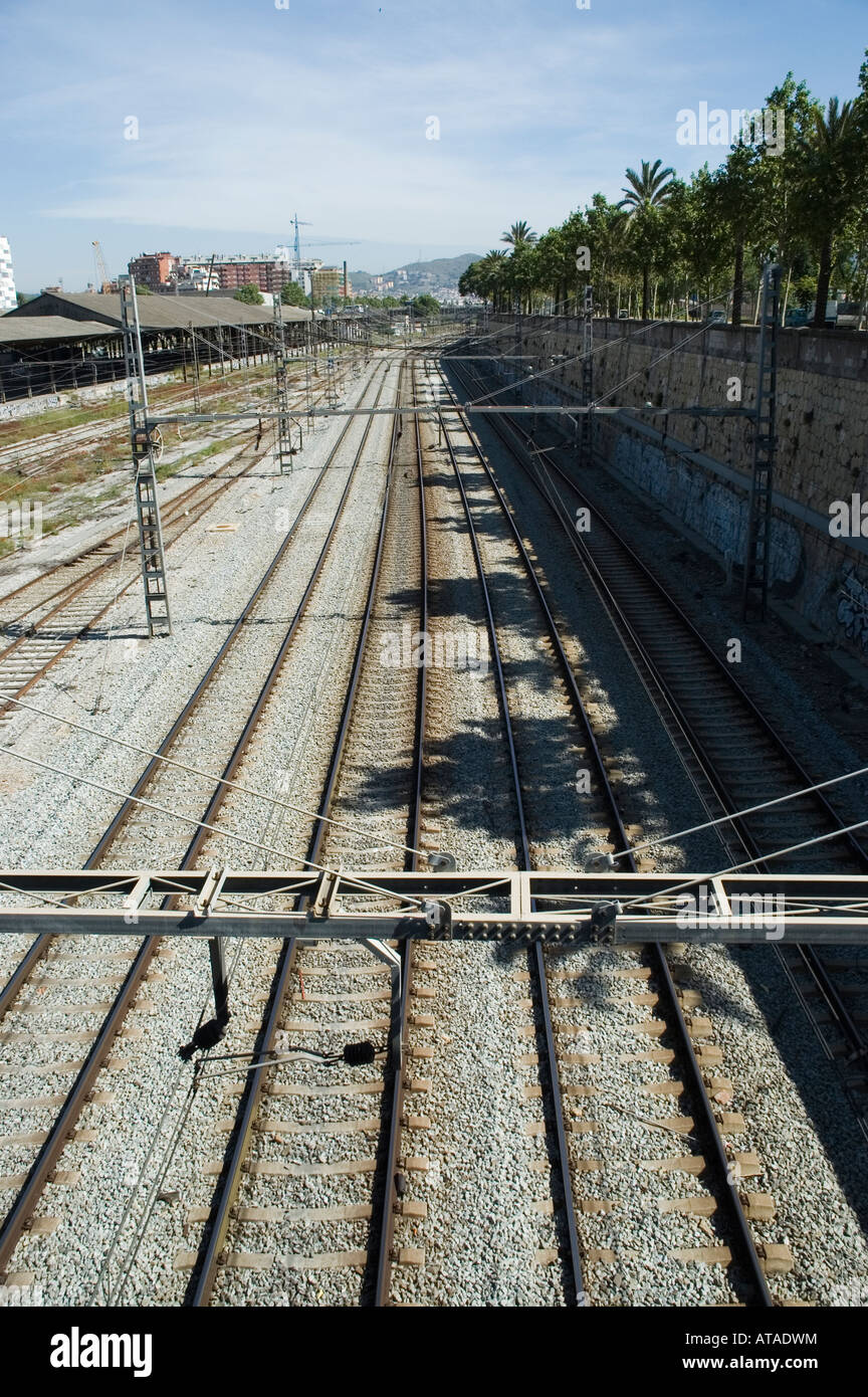Rail line, Barcelona, catalonia, Spain Stock Photo - Alamy