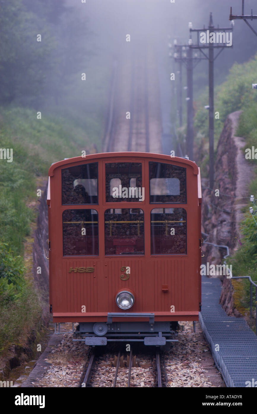 A funicular train heads up the Konigstuhl above Heidelberg Germany ...