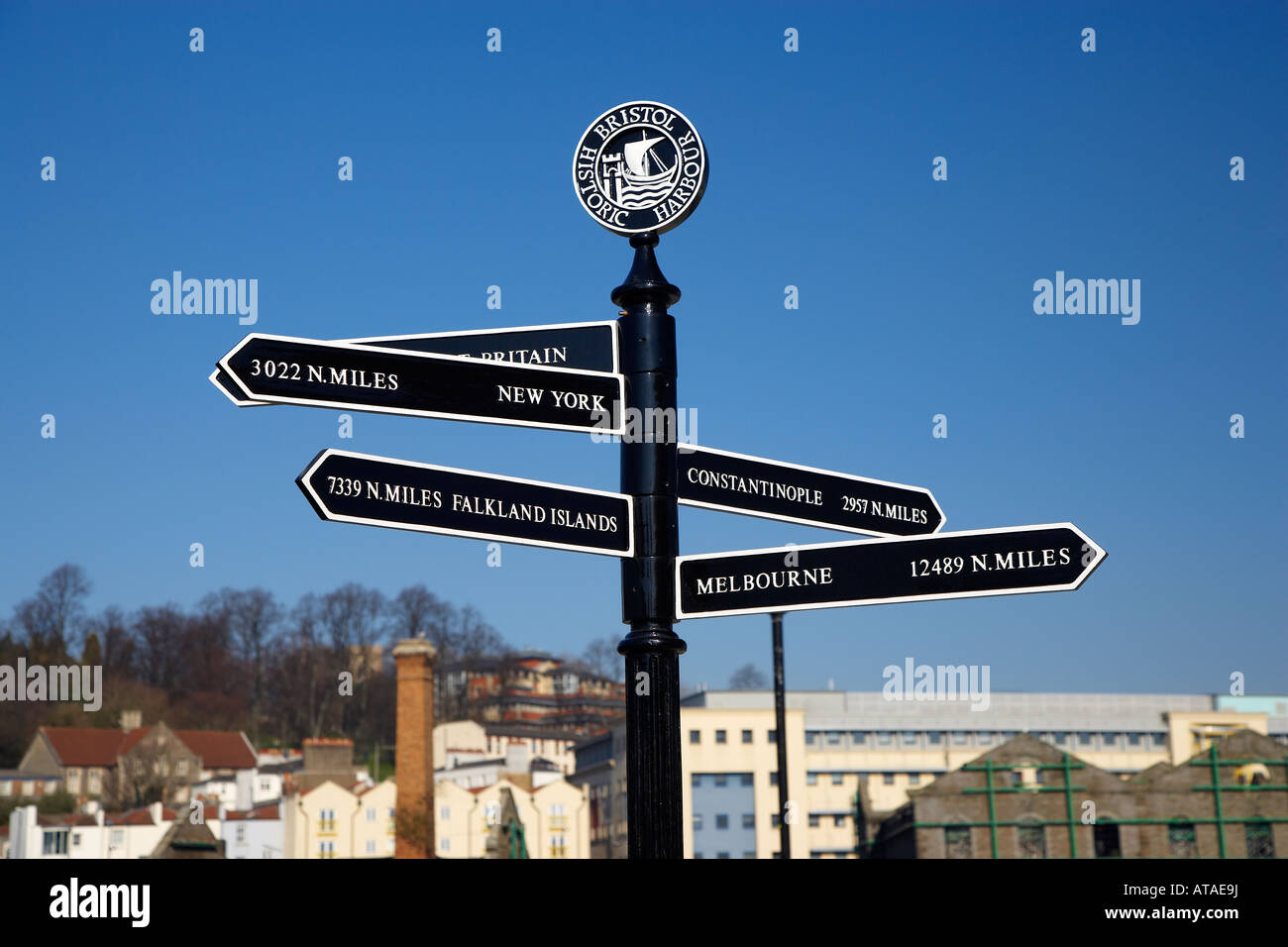 Signpost at Bristol Historic Harbour, Bristol, Avon, England, UK Stock ...