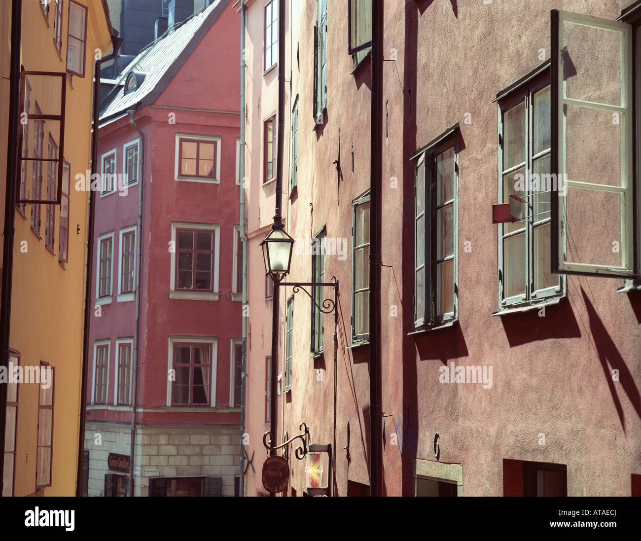 Sweden. Stockholm. Color facades and windows of Gamla Stan houses (old ...