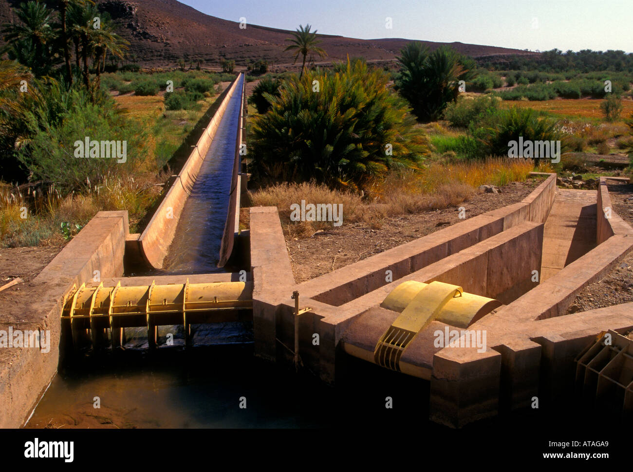 Irrigation channel, between Agdz and Zagora, Draa River, Draa Valley ...