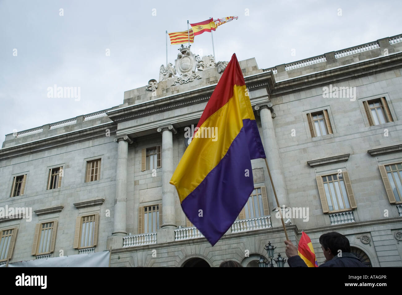 Republican manifestation against the monarchy in Spain. Sant Jaume ...