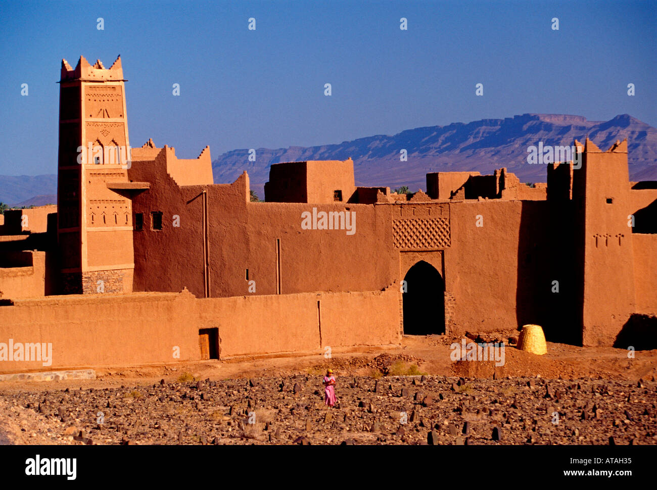 Moroccan architecture, ksar, northwest of town of Agdz, Agdz, Draa ...