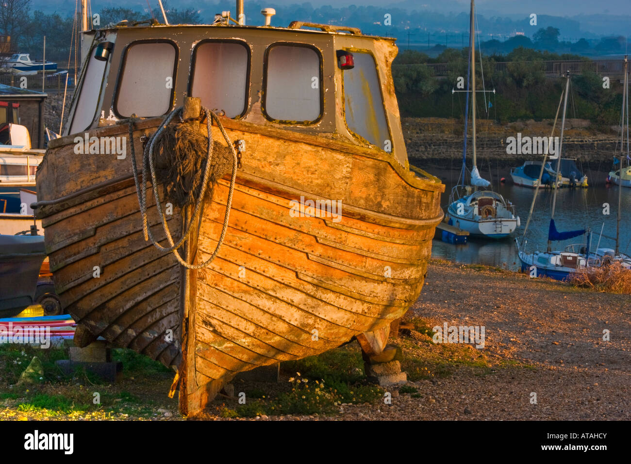 Old fishing boat at Axmouth Harbour, Devon Stock Photo - Alamy