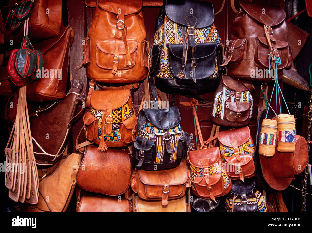 Moroccan leather goods bags hi-res stock photography and images - Alamy