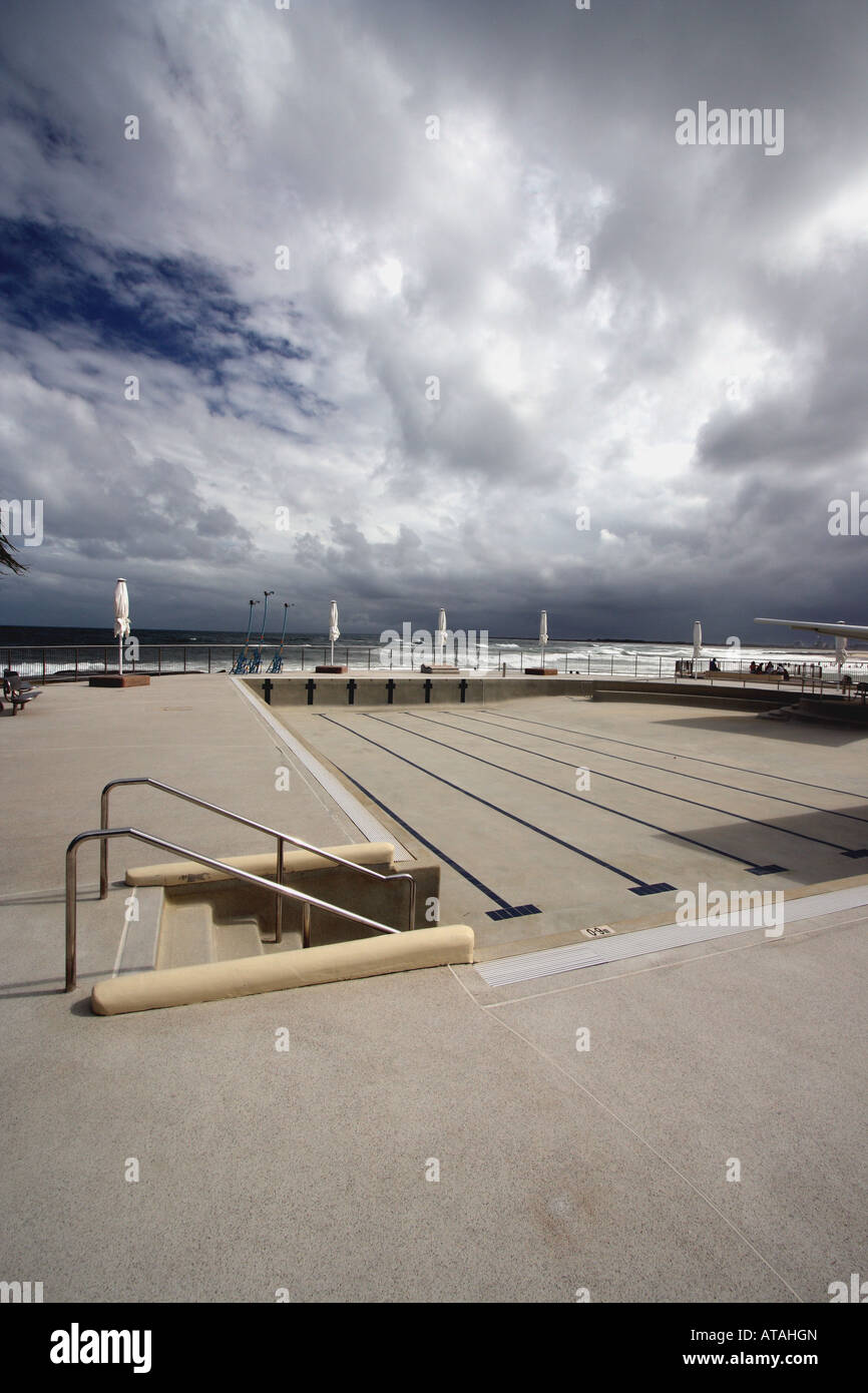 EMPTY PUBLIC SWIMMING POOL WITH STORMY SKY BACKGROUND VERTICAL BDB11413 ...