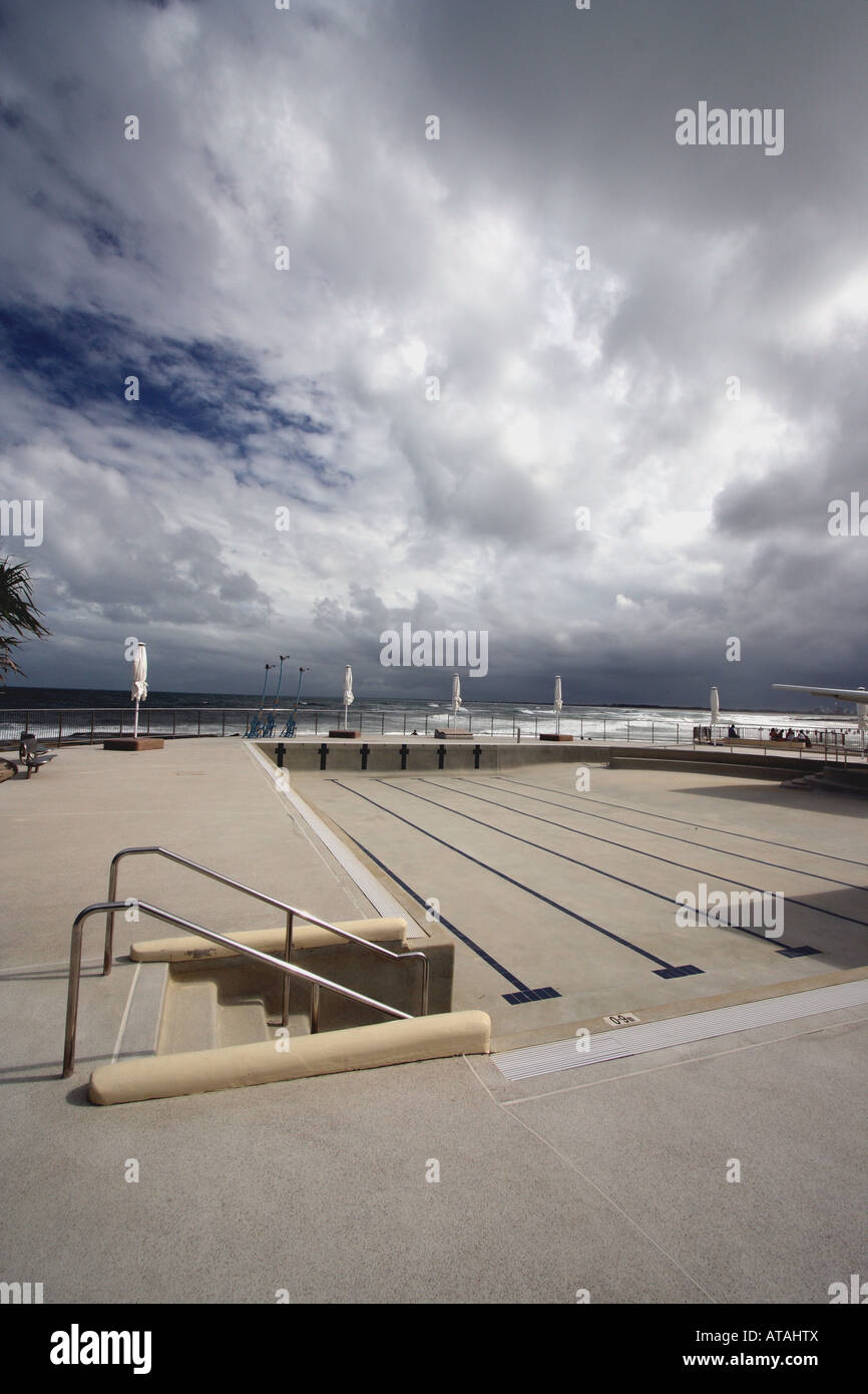 EMPTY PUBLIC SWIMMING POOL WITH STORMY SKY BACKGROUND VERTICAL BDB11414 ...
