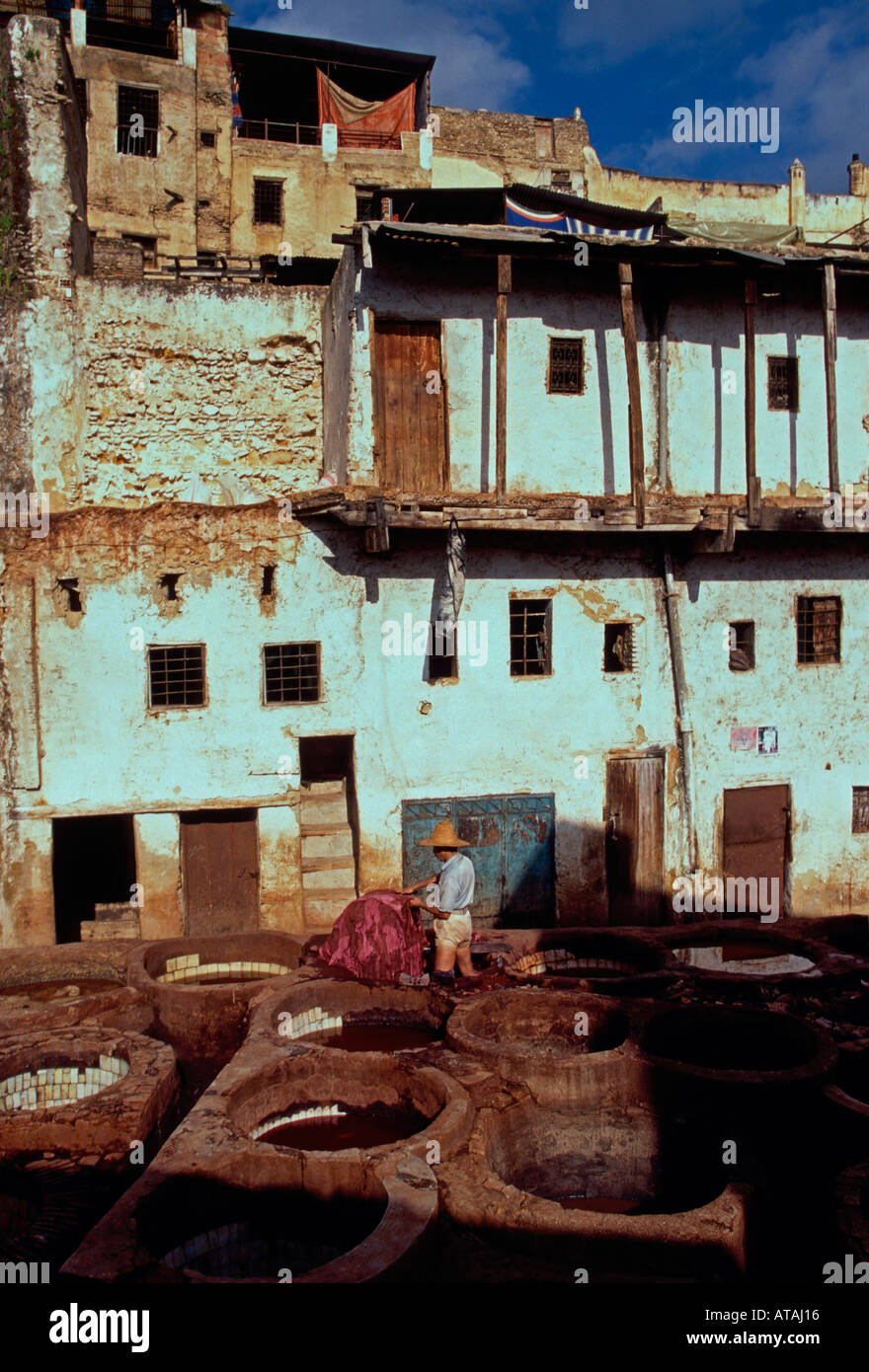 Moroccan, men, working, at work, Chouara Tannery, leather tannery ...