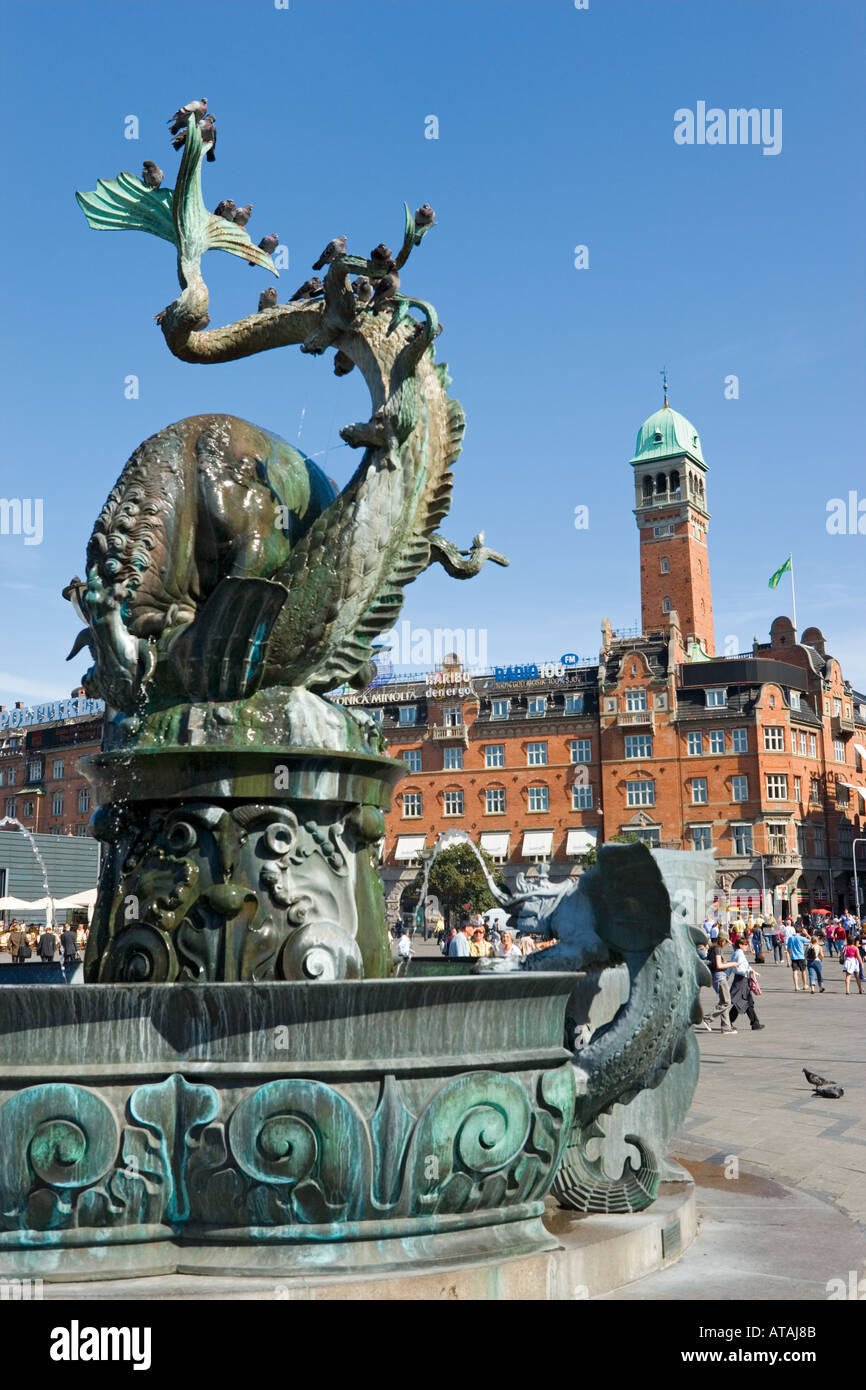 Copenhagen Denmark Bull and Dragon statue in Radhuspladsen Stock Photo ...