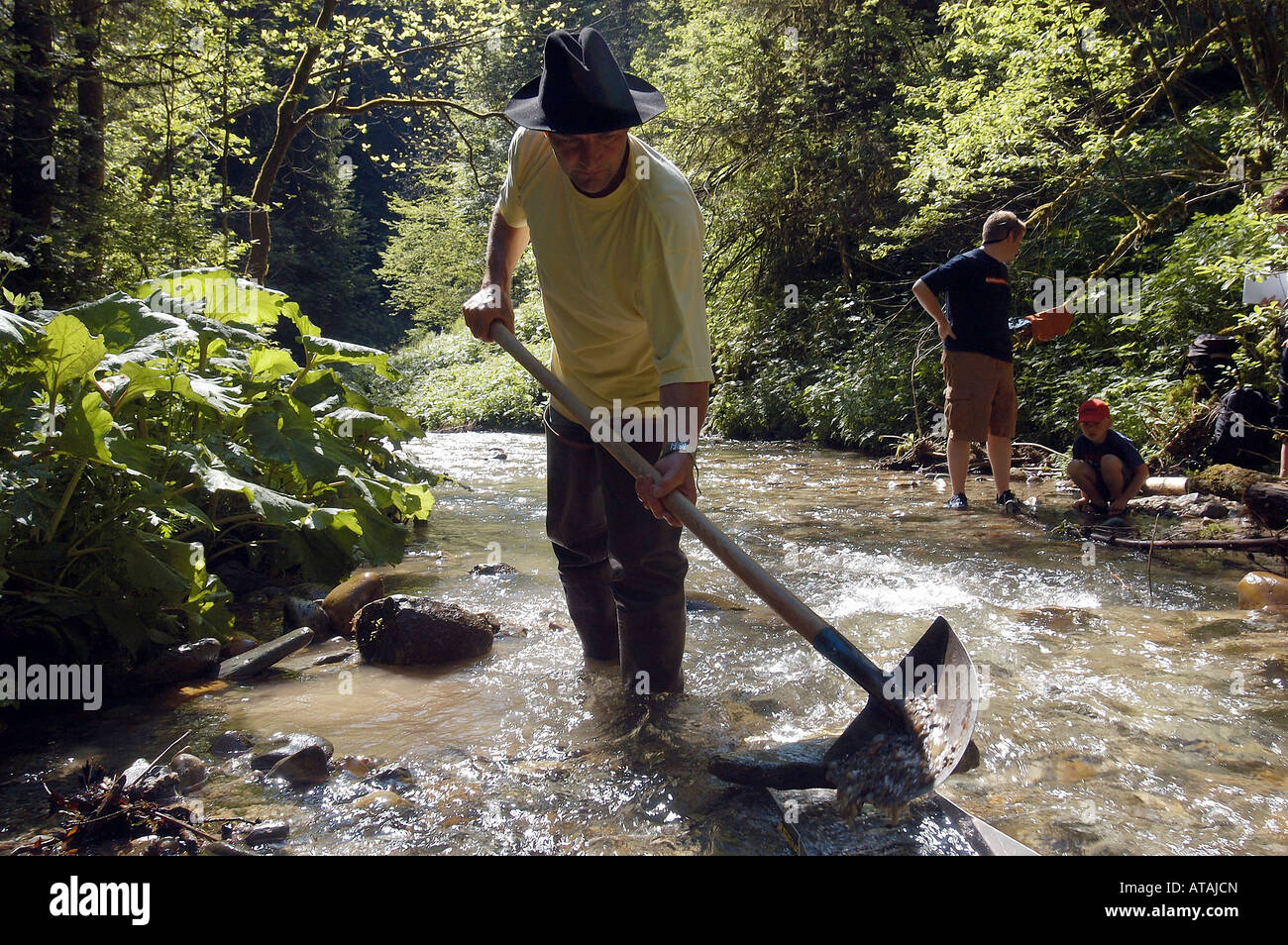 Gold washing in the Unesco Biosphere Entlebuch, Switzerland Stock Photo ...