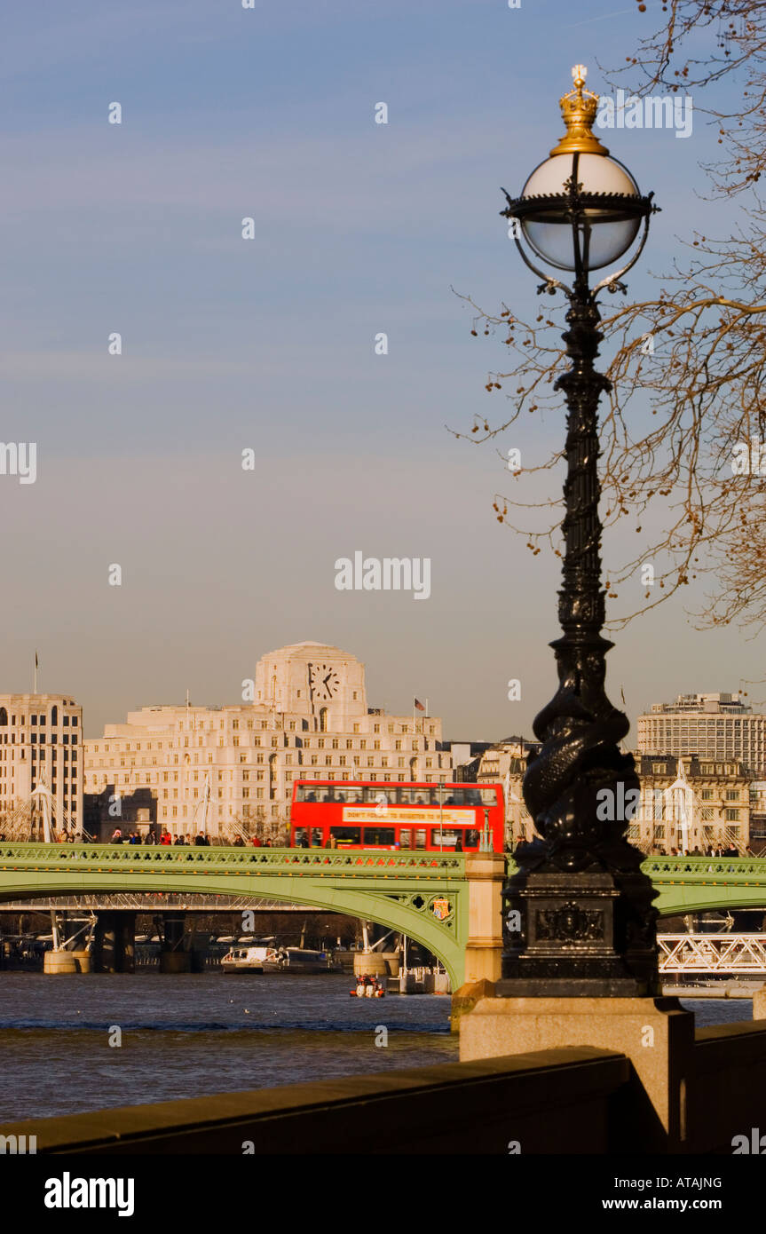 Thames Path along River Thames on Albert Embankment and Westminster ...
