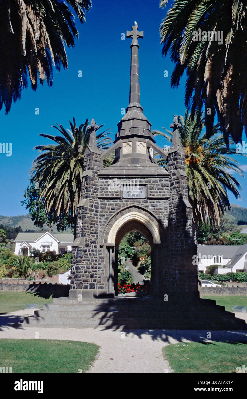 Historic monument in Akaroa New Zealand Stock Photo - Alamy