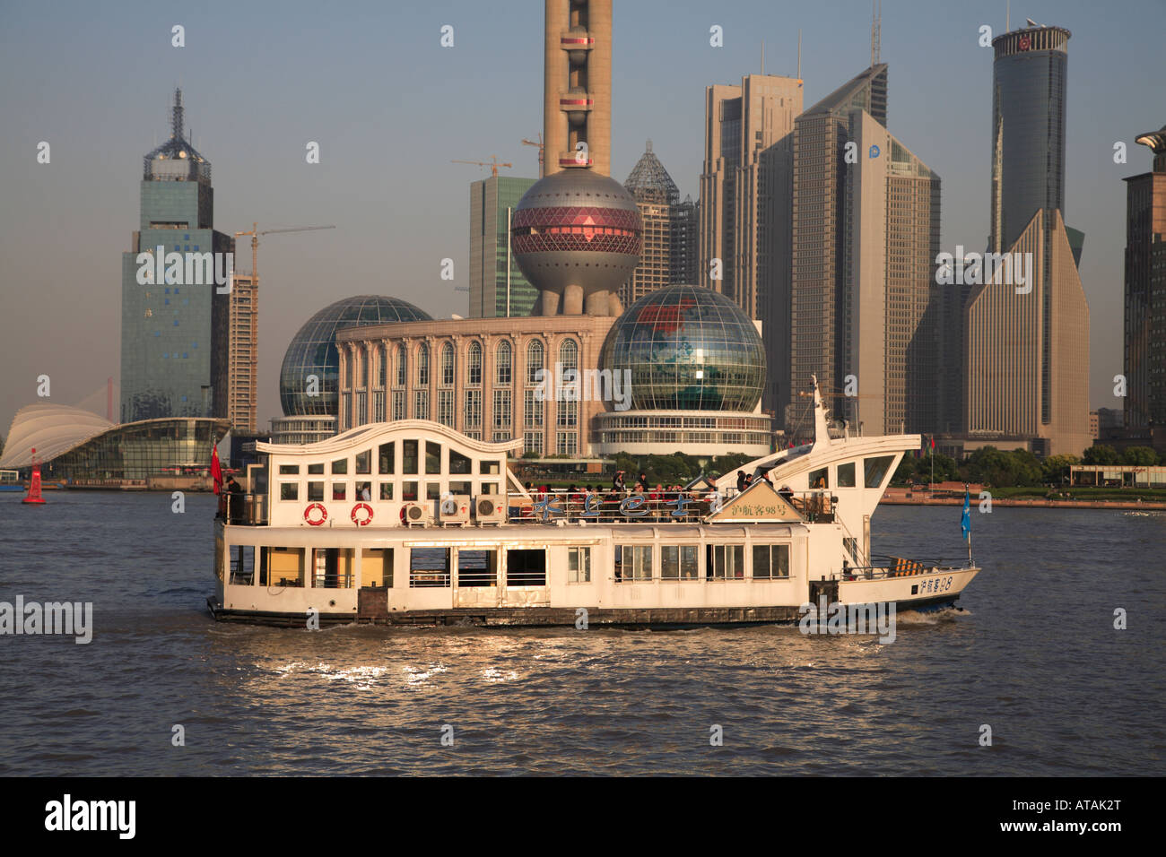 Tourist Boat Huangpu River with Pudong in background Shanghai China ...