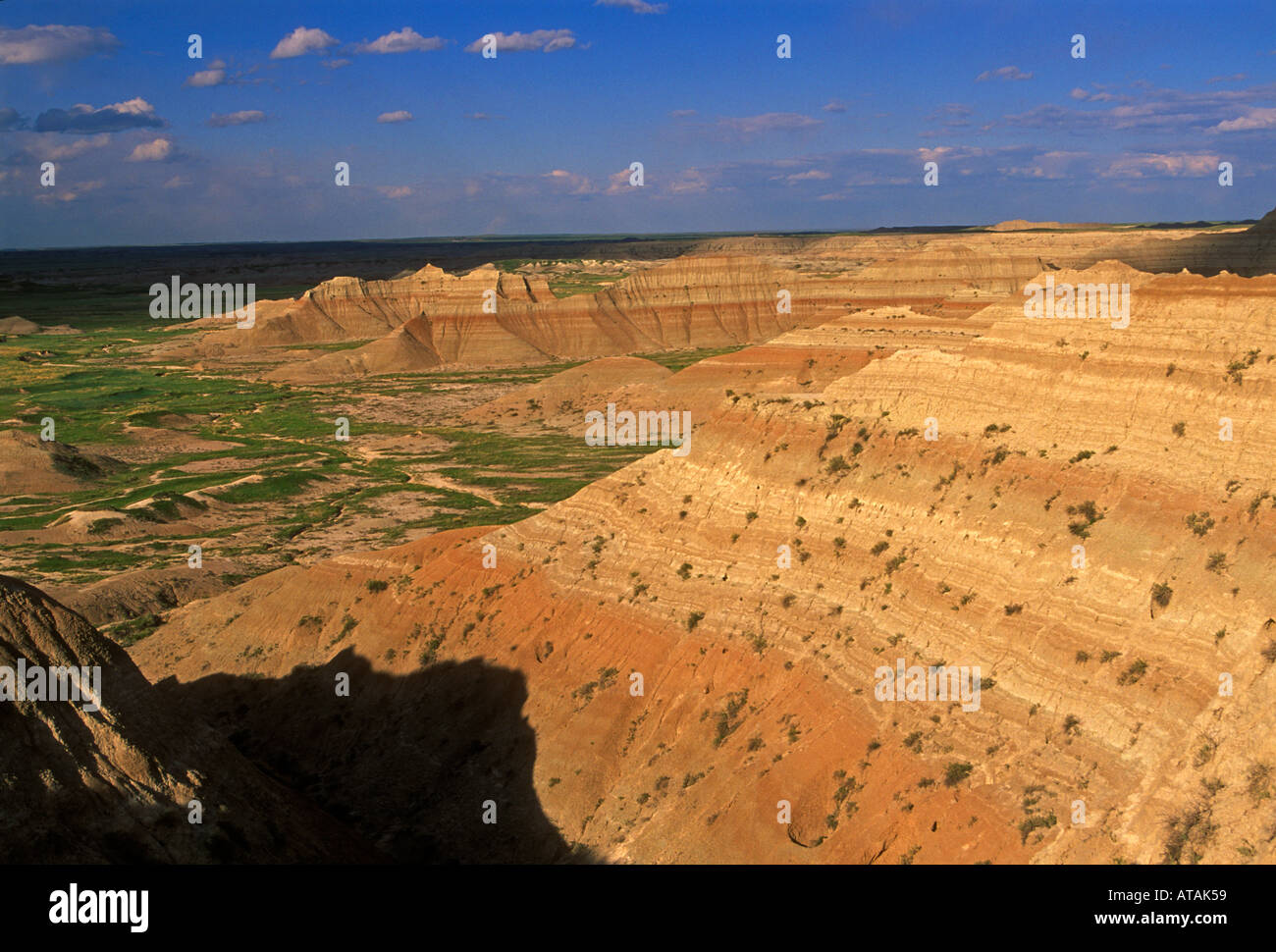eroded landforms seen from scenic byway in the badlands in Badlands ...