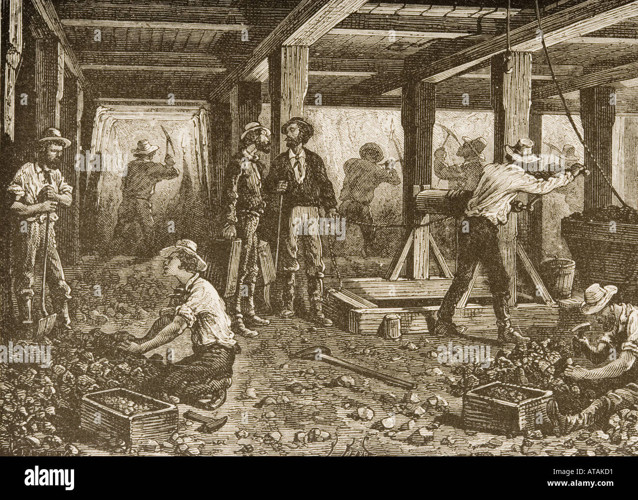 Silver mining in Nevada in 1870's. From American Pictures Drawn With ...