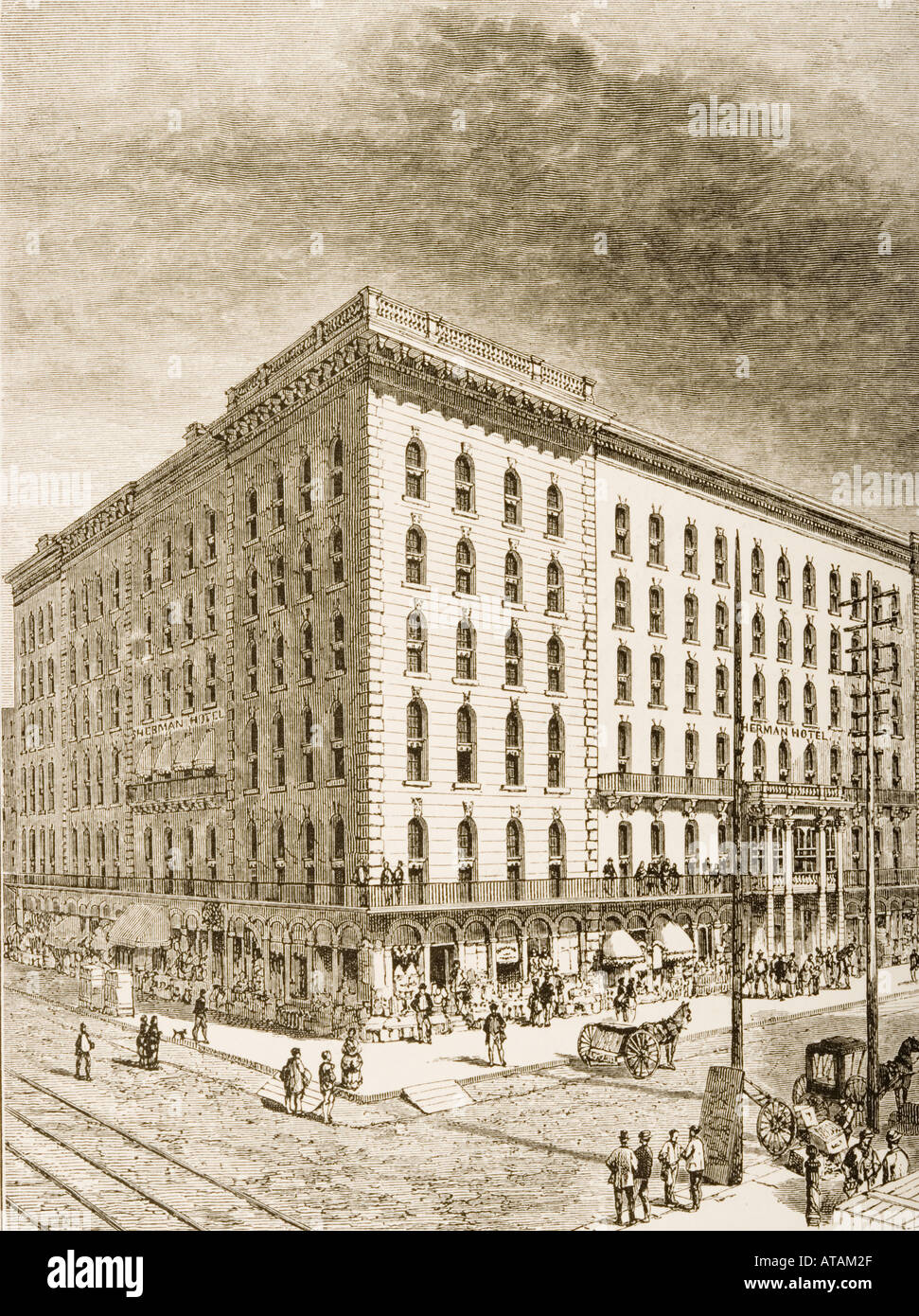The Sherman Hotel, Chicago, Illinois in 1870's. From American Pictures ...