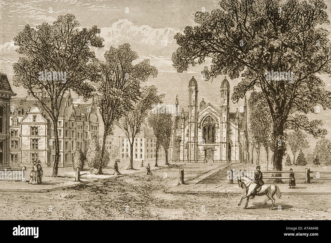 Gore Hall at Harvard College, Cambridge, Massachusetts in 1870's Stock ...