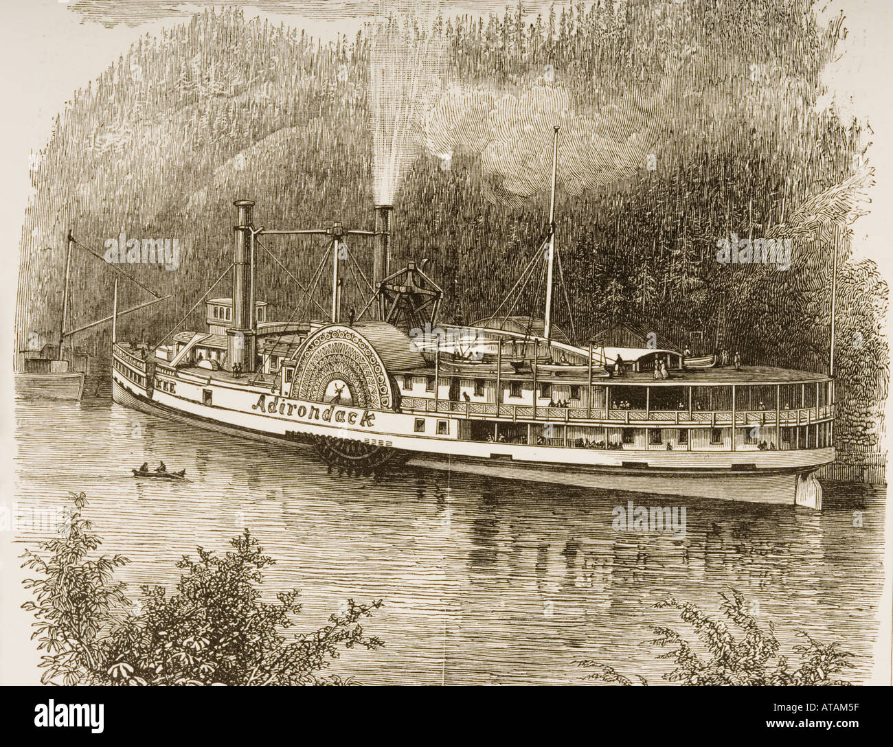 Excursion steamer on the Hudson river New York State in the 1870's ...