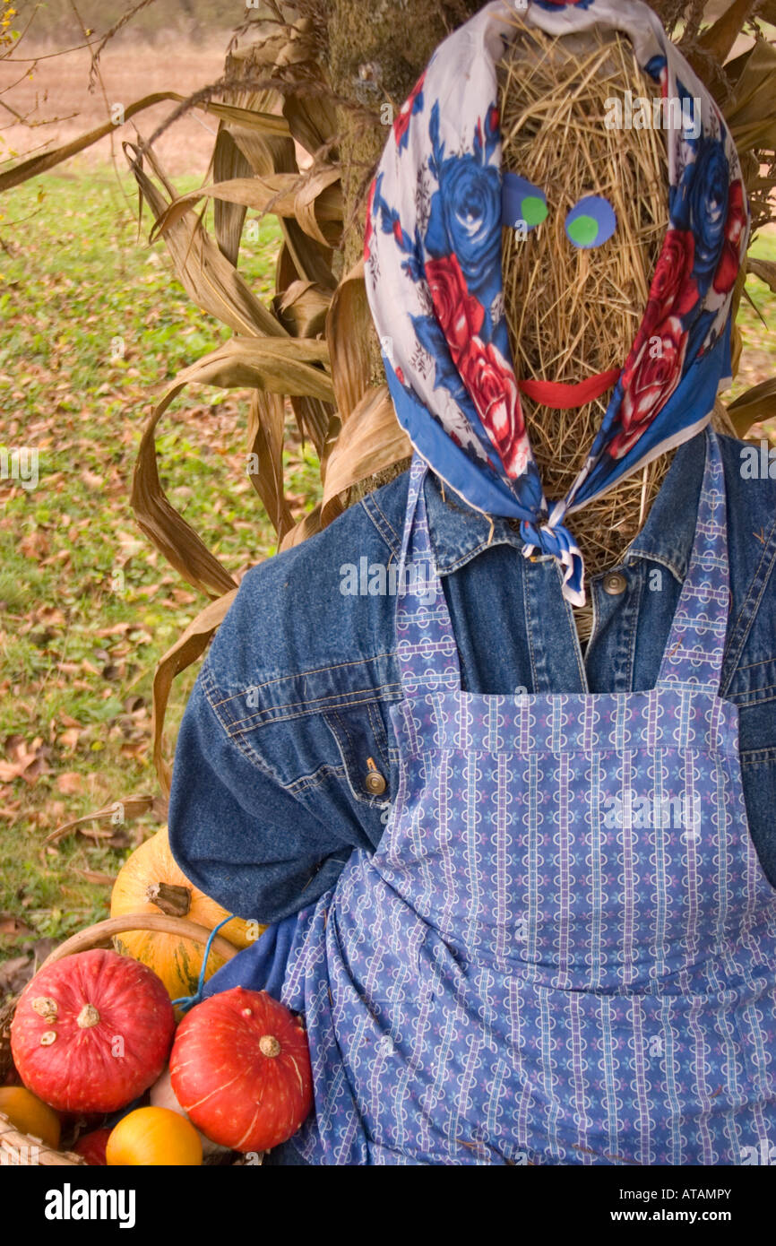 Old lady made from hay selling farm produce in Brezice Eastern Slovenia ...