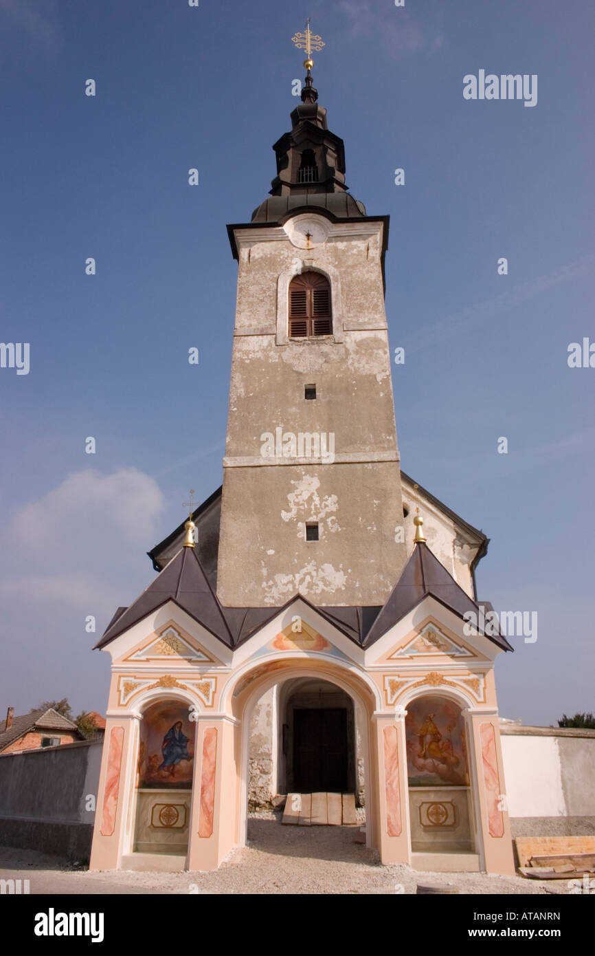 The Church of St Nicholas in the hilltop village of Jance on outskirts ...