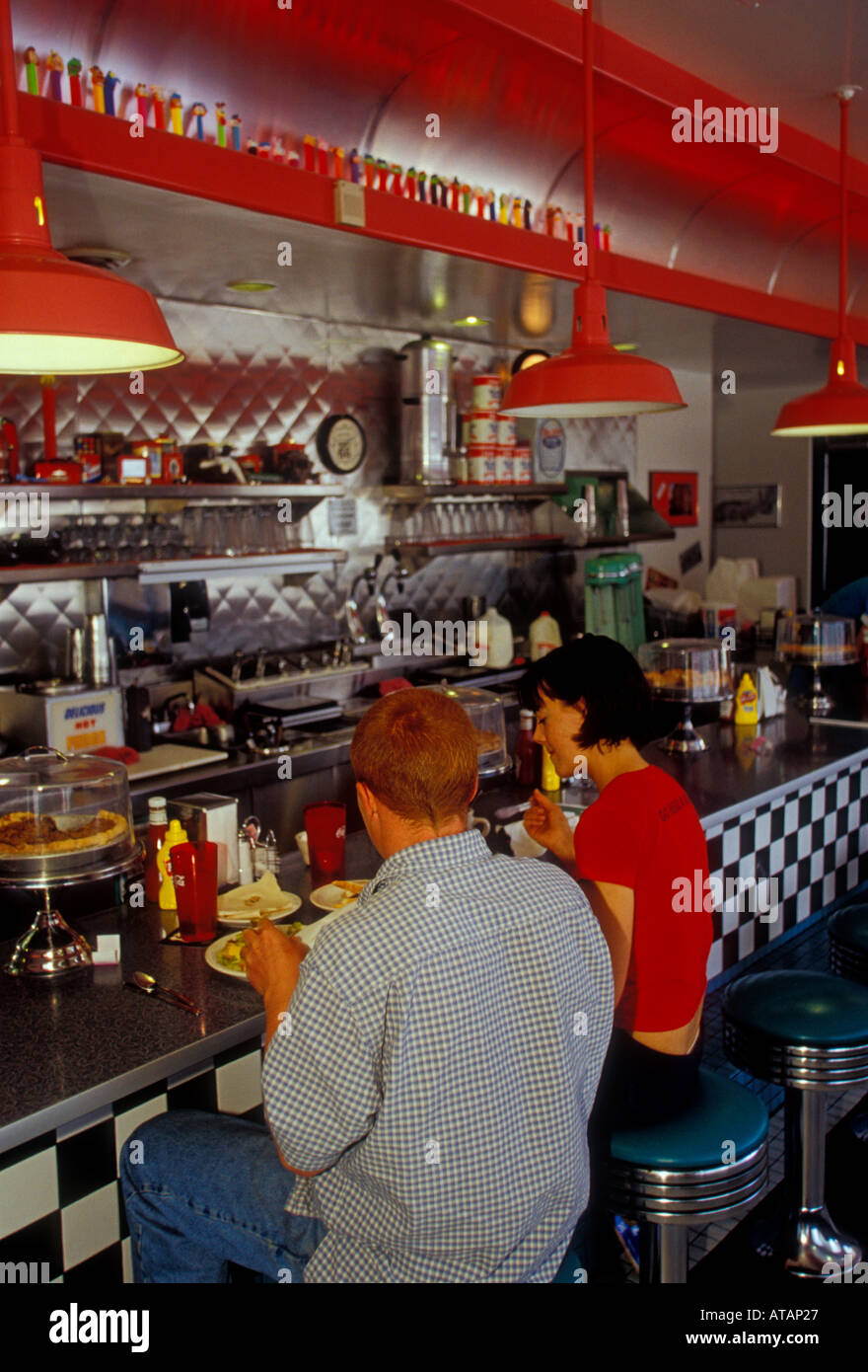 customers, eating, counter service, restaurant, diner, Route 66 Diner ...