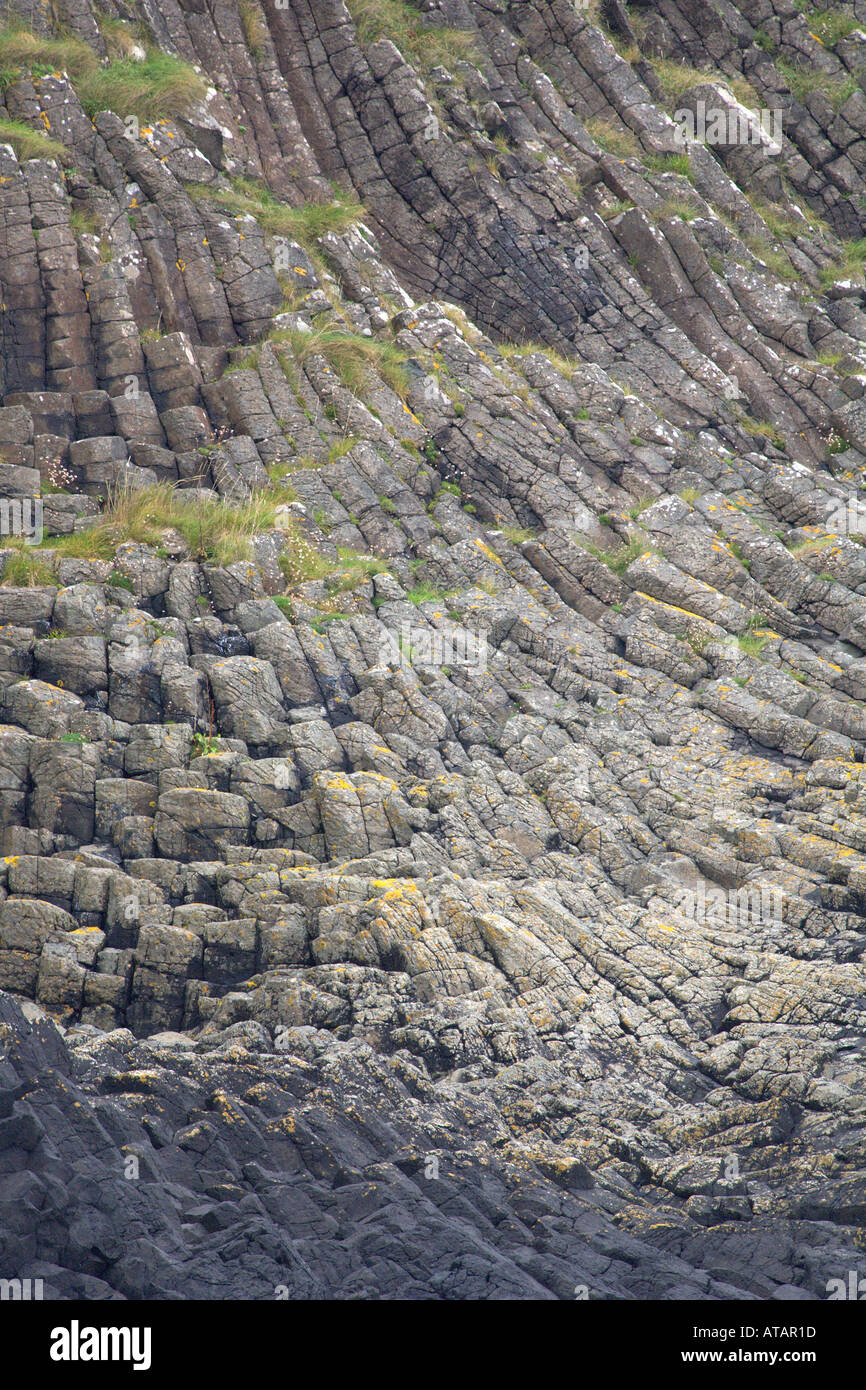 Columnar basalt on island of Staffa Treshnish Isles Hebrides Scotland ...